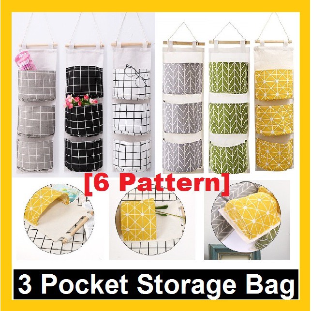 🌟 3 Pocket Wall Hanging Storage box / Bag (3 Storey/Waterproof/Washable ...