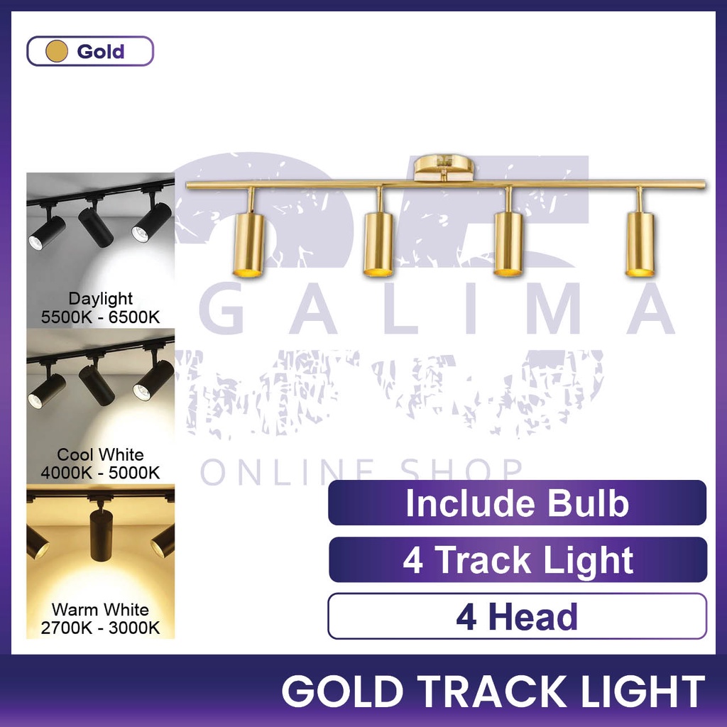 LED Gold Track Light Ceiling Light with GU10 Bulb Spot Tracklight Rail ...