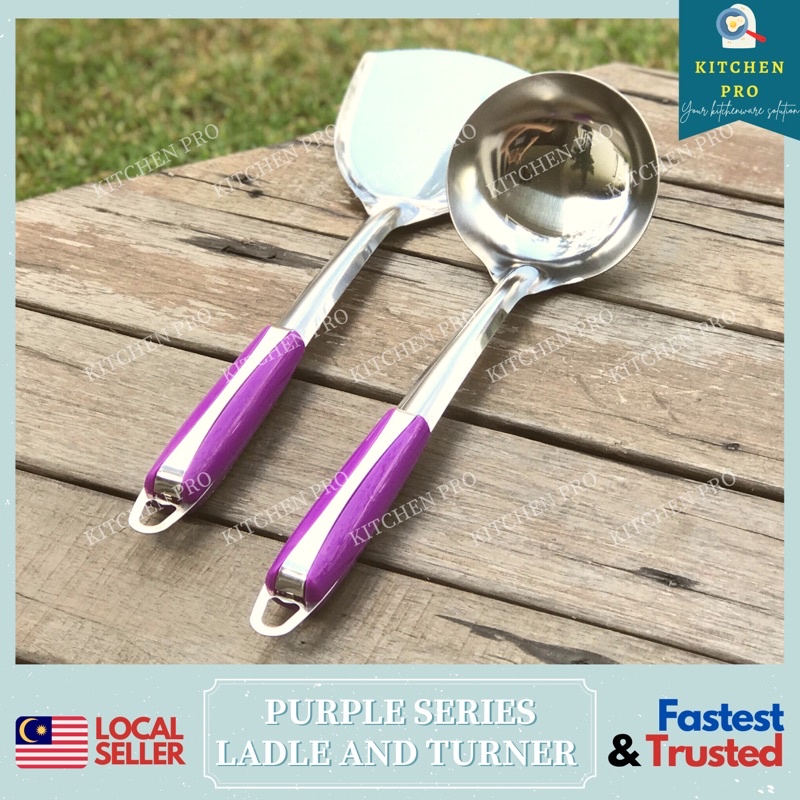 𝐊𝐈𝐓𝐂𝐇𝐄𝐍 𝐏𝐑𝐎 | Stainless Steel Purple Series Turner/Ladle / Kitchen Wok ...