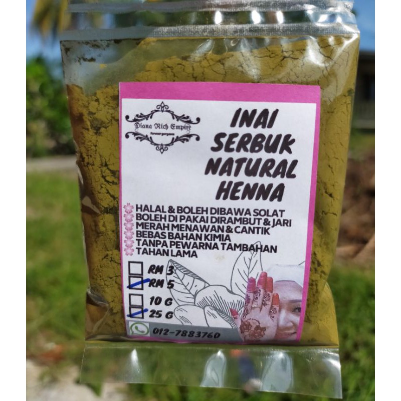 Inai Serbuk Inai Asli dye rambut hair dye natural henna 25gram (halal ...