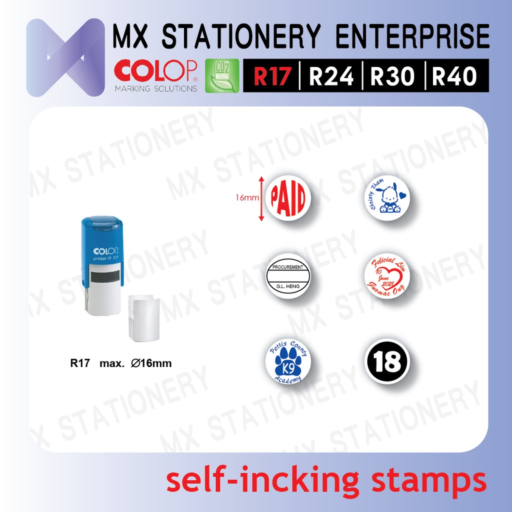 COLOP Stamp & Self-Inking & Chop Custom & Custom Made & Round & R17 R24 R30 R40 | Shopee Malaysia