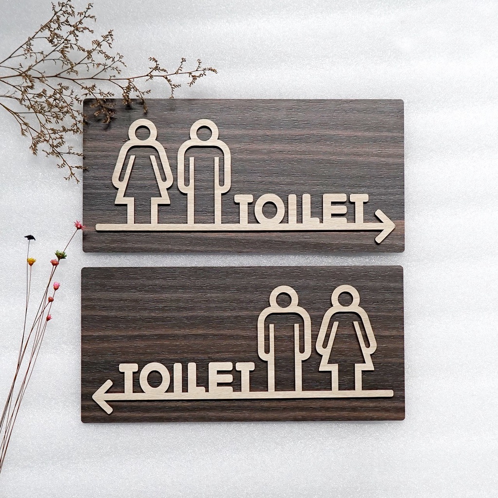 Wooden toilet board with arrow indicating direction to the toilet MODEL ...