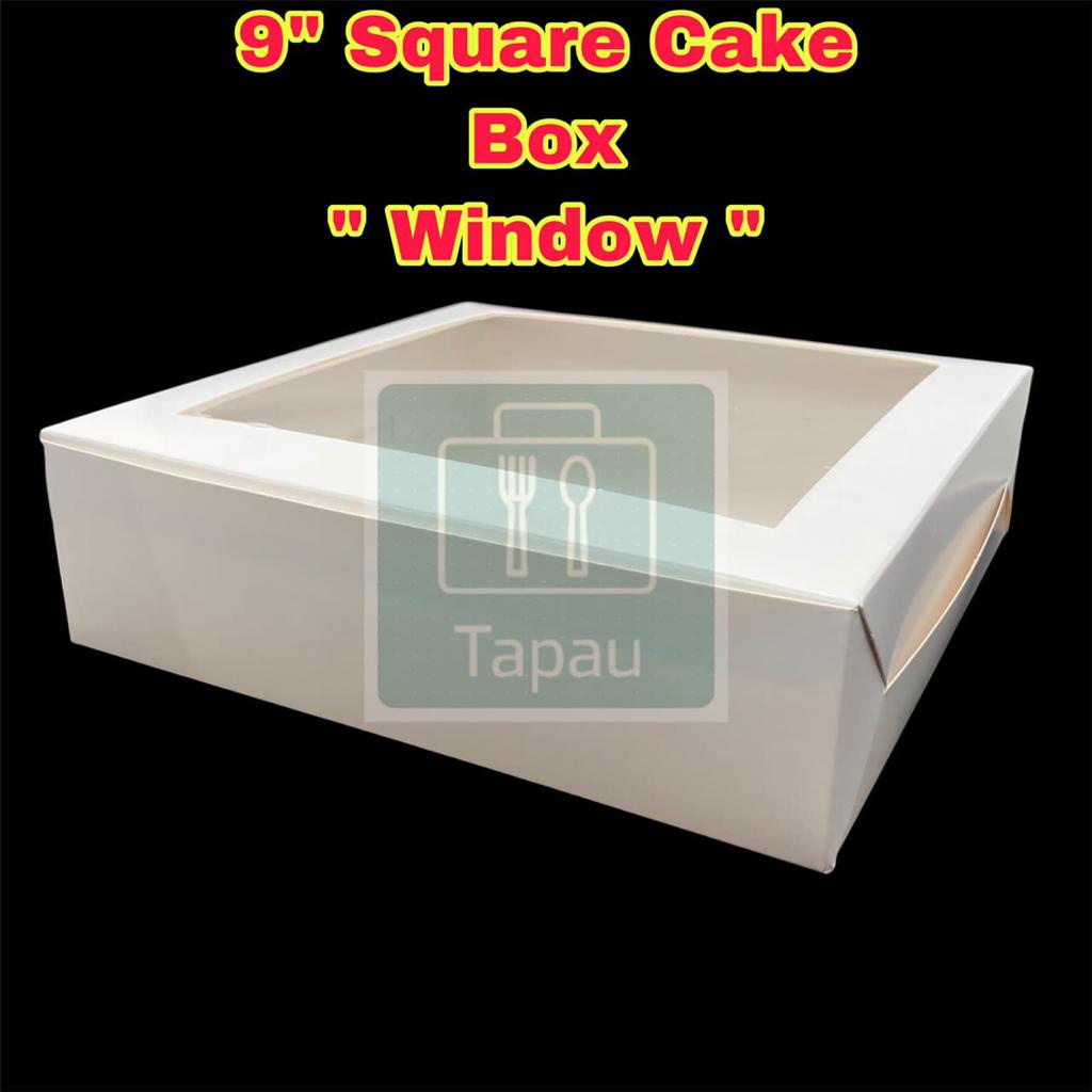 TAPAU (10pcs) Folding Box with Window, Kuih Lapis Kotak Kek Tingkap Cup ...