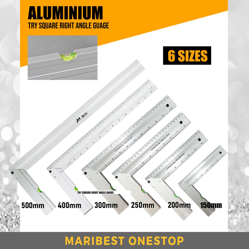 ALUMINIUM TRY SQUARE RIGHT ANGLE GAUGE 150/200/250/300/400/500MM WITH ...