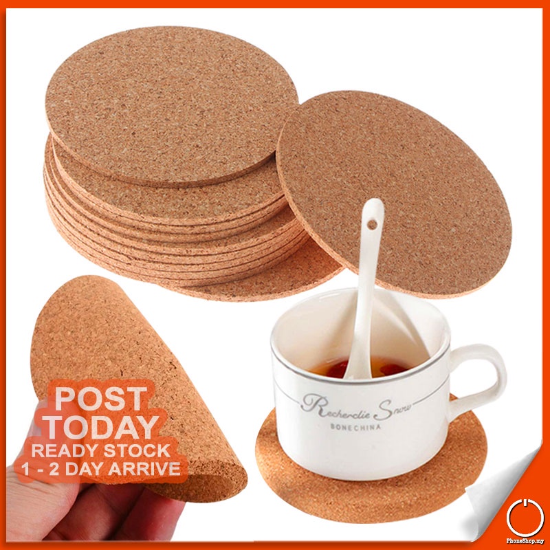 𝐏𝐋𝐀𝐈𝐍 𝐍𝐀𝐓𝐔𝐑𝐀𝐋 97mm Round Cork Coasters Mats DIY Kitchen Non Slip Table ...
