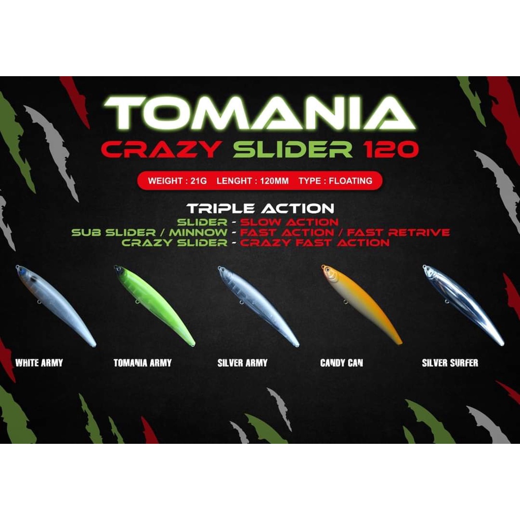 Tomania Crazy Slider Pencil 120mm /21g Top Water Floating Pencil ...