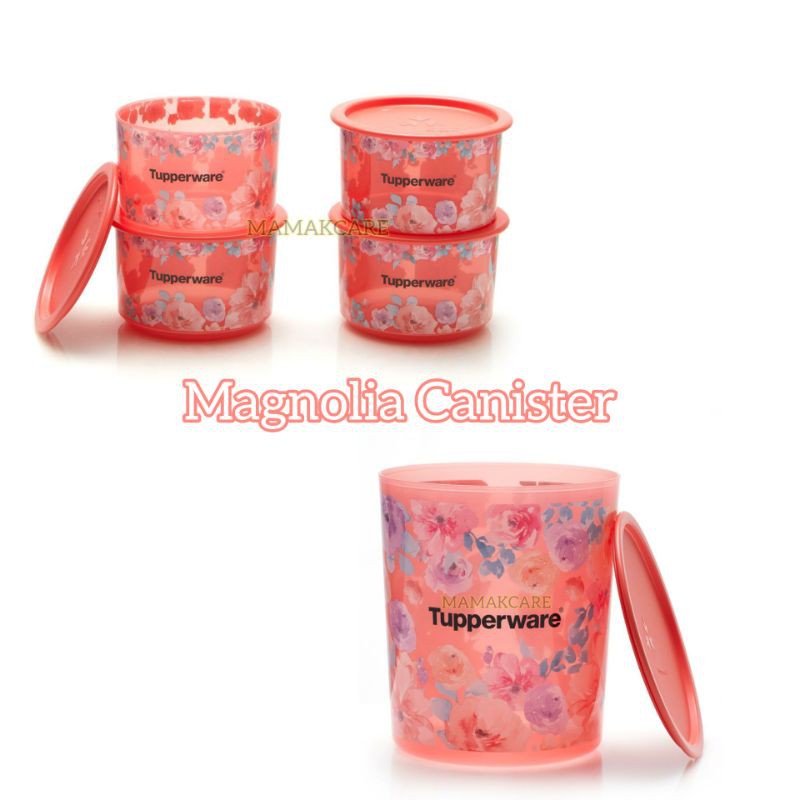 Magnolia canister Set (4 magnolia canister 575 ml + 1 magnolia canister ...