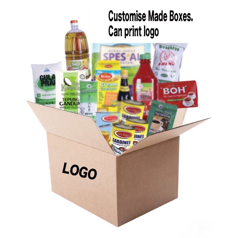 Customize bantuan kotak makanan/food aid box/bakul makanan🔥Free add ...