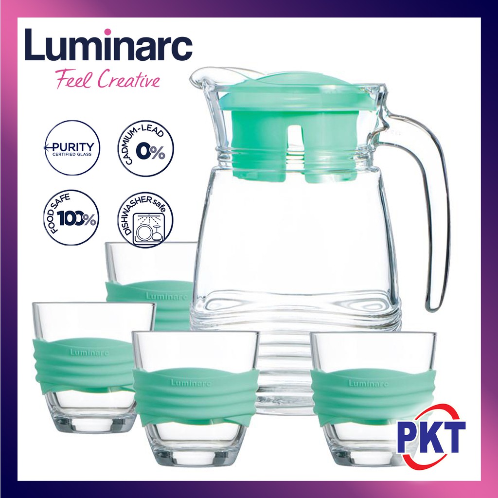 LUMINARC 5PC COASTLINE WATER SET MINT GREEN // JUG SET JAG AIR KACA ...