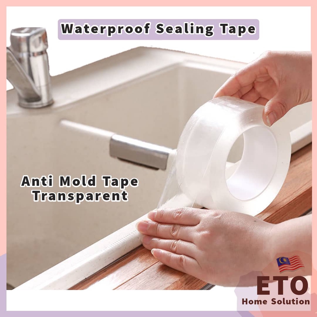 𝐄𝐓𝐎 4 Size Transparent Adhesive Tape Bathroom Kitchen Corner Line ...