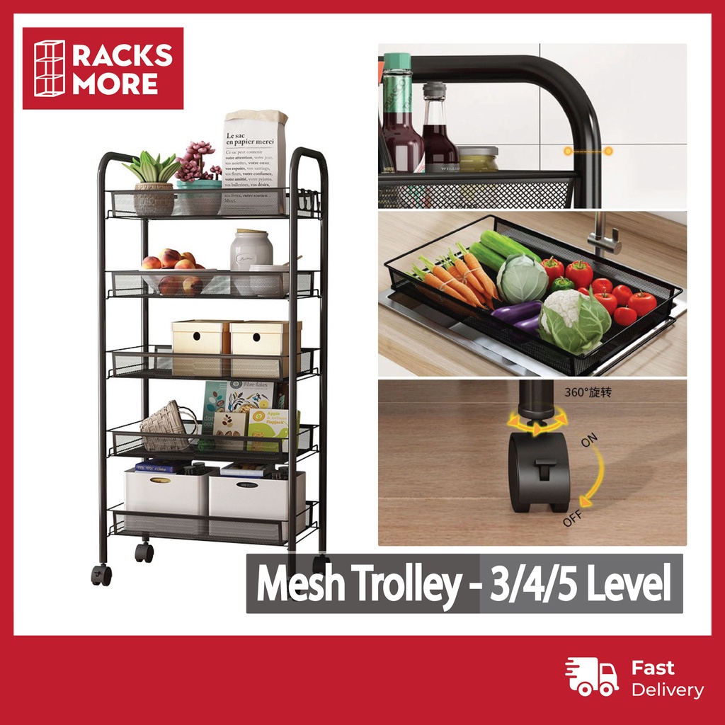 [Ready Stock] Trolley Rack Metal Steel Trolley Storage Rack Rak Troli ...