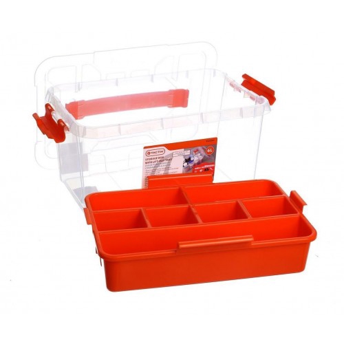 TACTIX Clear Container 6L Multipurpose storage box with lift-out tray ...