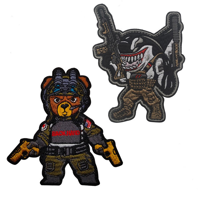 Military Tactical Bear Shark Patch Army Warrior Emblem Cool Apple For ...