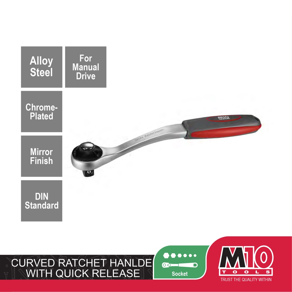 M10 Curved Ratchet Handle With Quick Release - inch - 1/2" , 3/8 ...