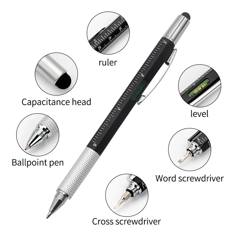 7 in 1 Full Metal Multifunction Pen Tool With Screwdriver Spirit Level ...