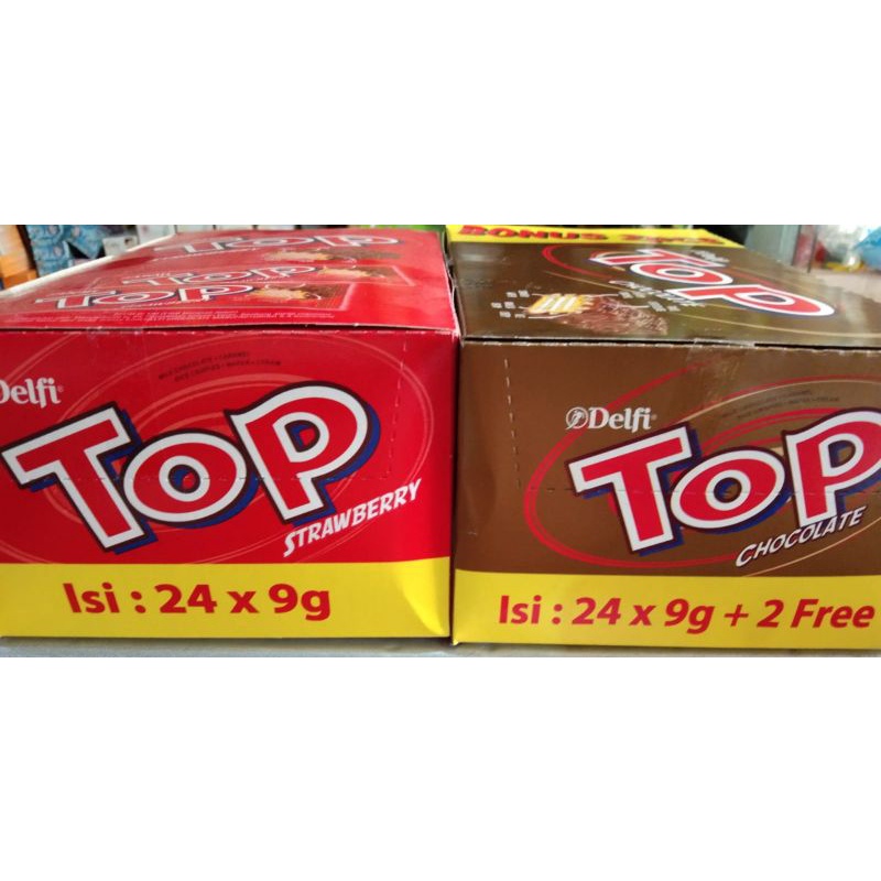 Wafer TOP DELFI CARAMEL / STRAWBERRY CHOCOLATE FLAVOR 1 BOX CONTAINS 24 ...