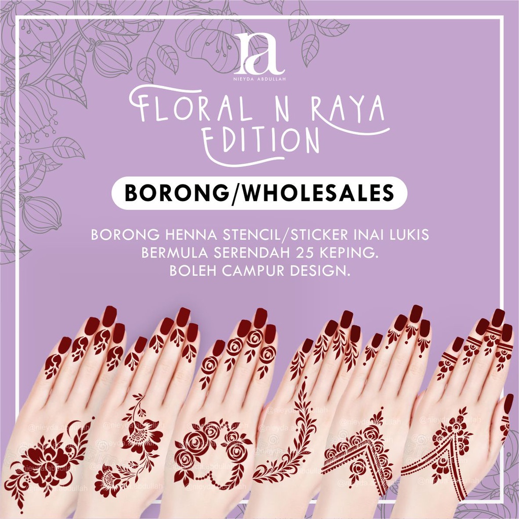 BORONG/WHOLESALES HENNA STENCIL STICKER INAI LUKIS (Boleh mix design ...