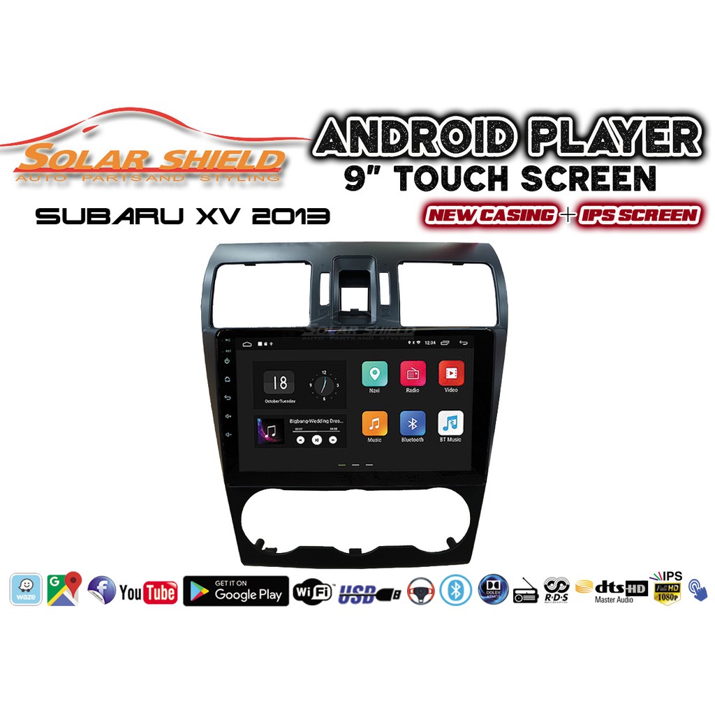 Subaru XV 2013 9'' Android Player Touch Screen GPS Waze + Casing (Set ...