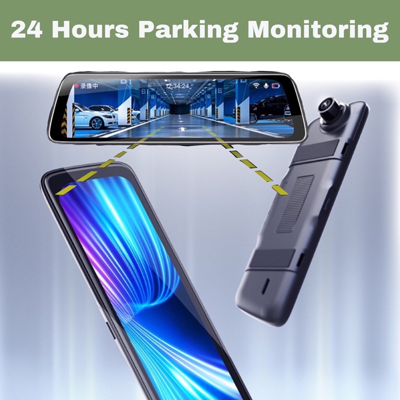 Alpine 9.66 inch 1080P dual lens IPS touch screen car DVR video ...