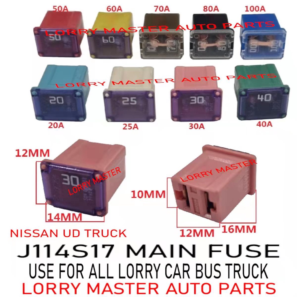 J114S17 NISSAN UD MAIN FUSES USE FOR ALL CAR LORRY BUS TRUCK FIUS ...