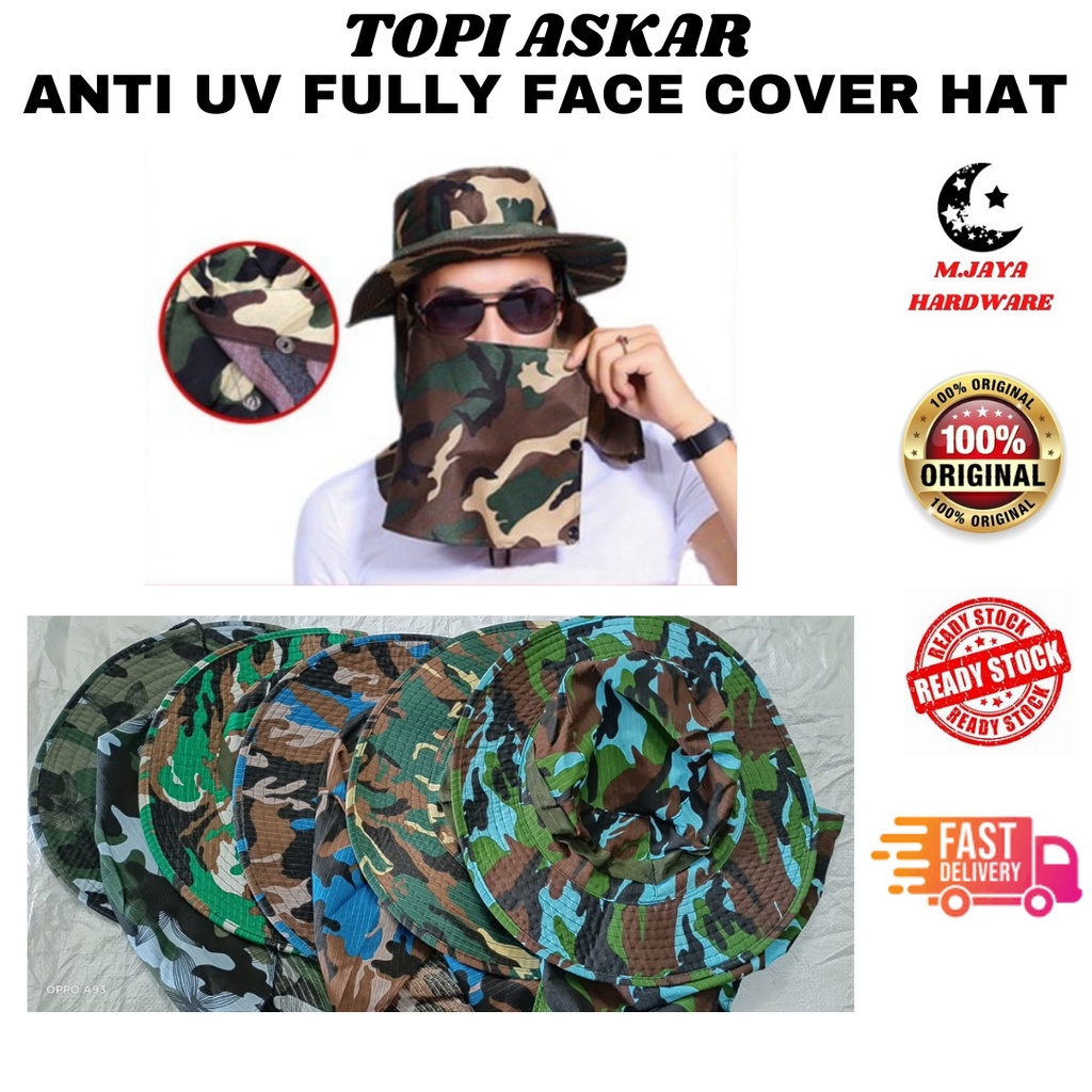 Topi Askar Anti UV Topi Kerja Ladang Panas Topi Penutup Muka Army Hat ...