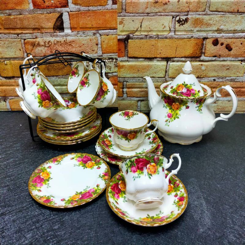 Royal Albert Old Country Rose Tea Set for 6 [Set A] | Shopee Malaysia