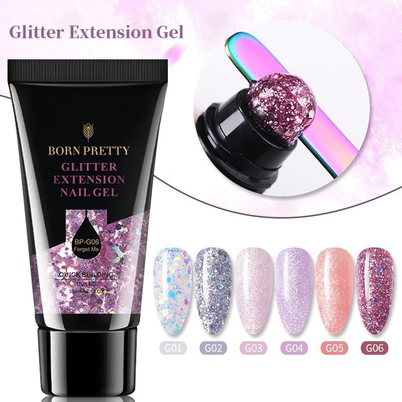 Born pretty 30ml Glitter Poly Gel Extension Nail Gel Soak Off UV Gel ...