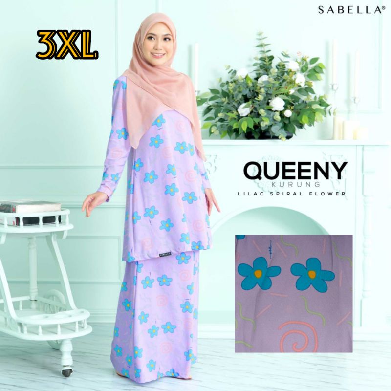 Sabella Kurung Printed Queeny Queen Ready Stock Baju Moden Ironless Tanpa Gosok Extra Saiz 2XL ...