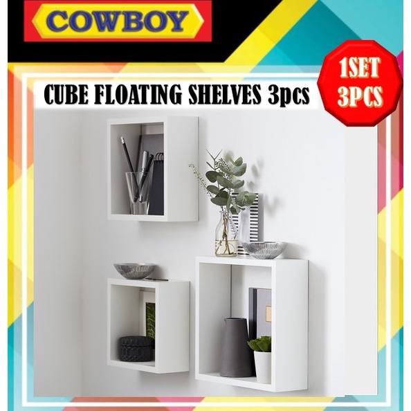 Floating Wall Shelves Cube shape 3PCS [RANDOM COLOR] | Shopee Malaysia
