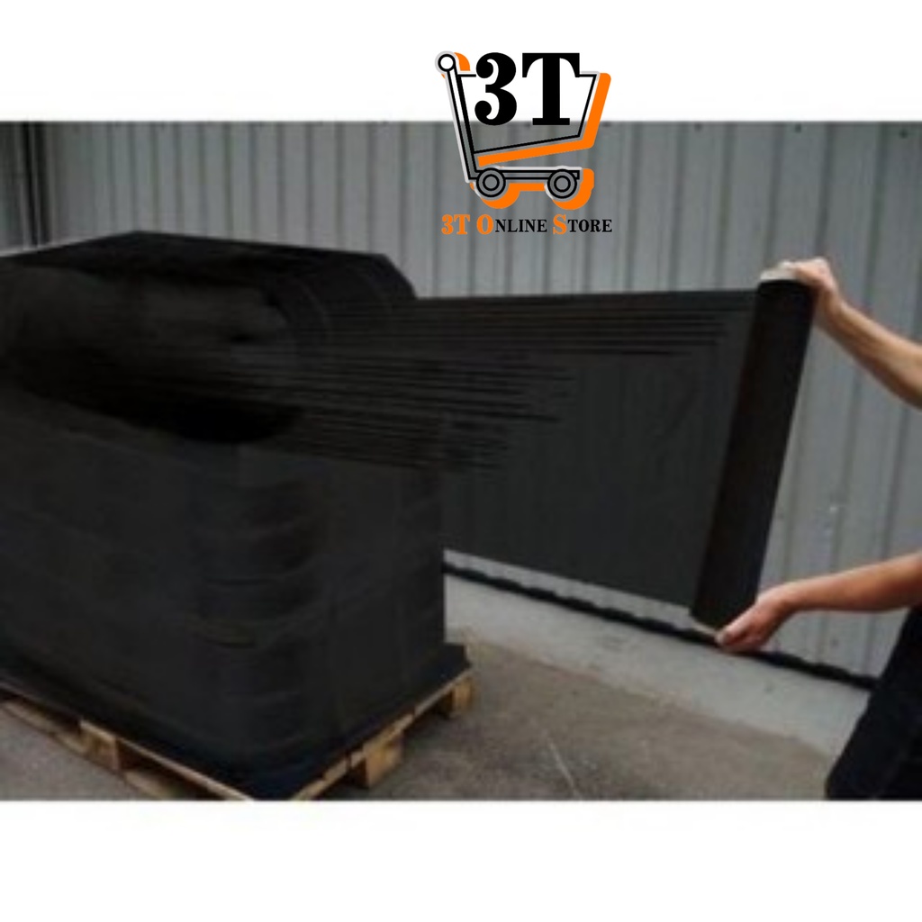 Full Coverage Black Stretch Film 23mic 2.2kg 500mm Pallet Wrapping Wrap ...