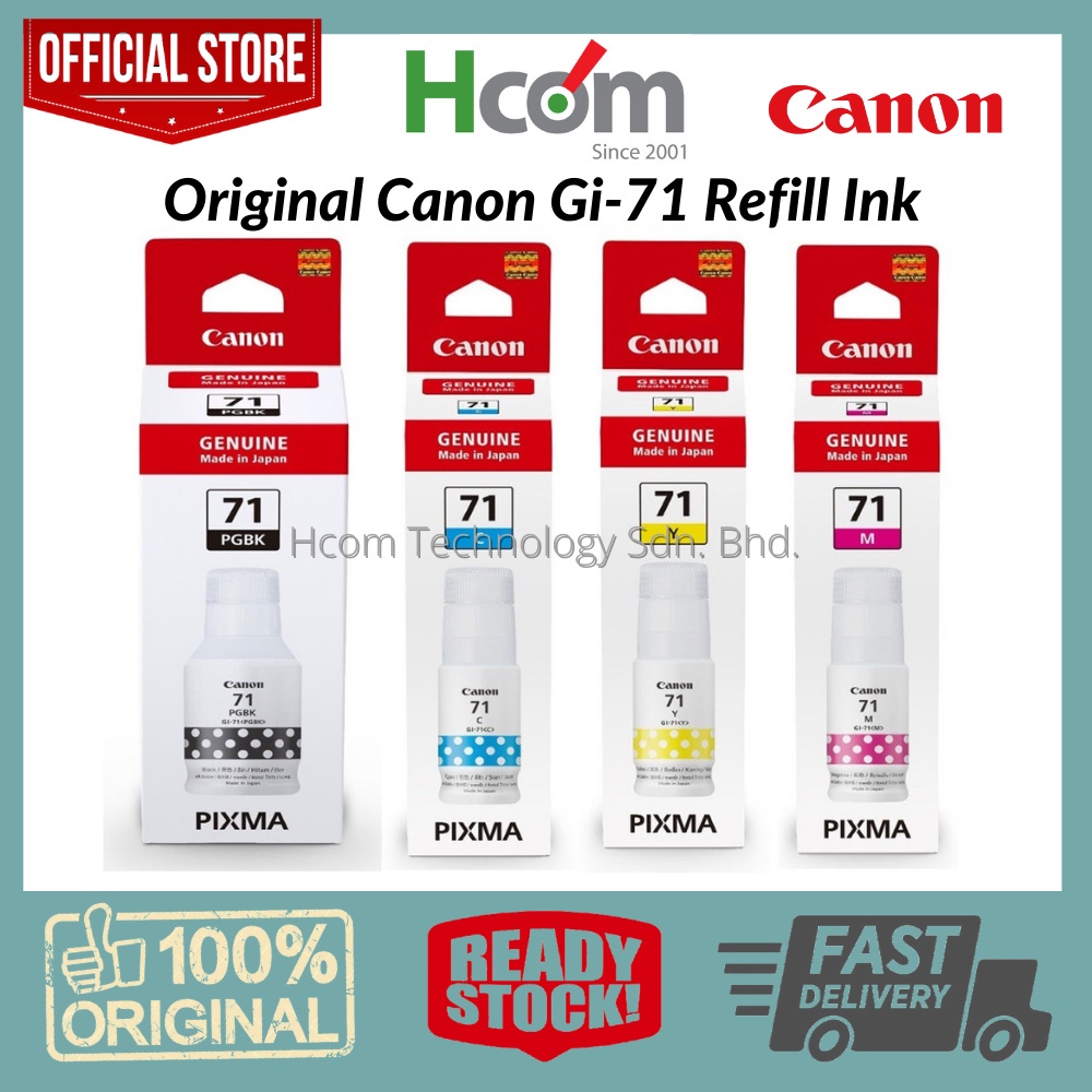 Canon GI-71 Original Bottle Refill Ink Black Cyan Magenta Yellow for ...