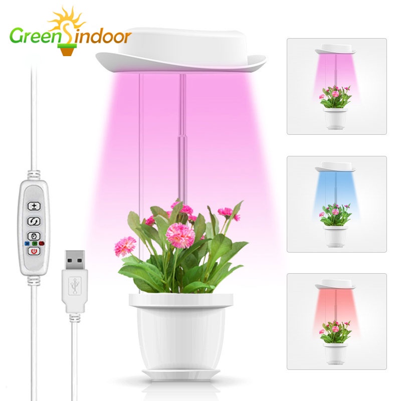 SEAMETAL USB LED Grow Light with Timer Tricolor Indoor Hydroponic ...