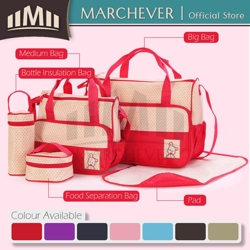 5 in 1 Mummy Essential Diaper Bag Baby Diaper Bag Multi Storage Bag ...
