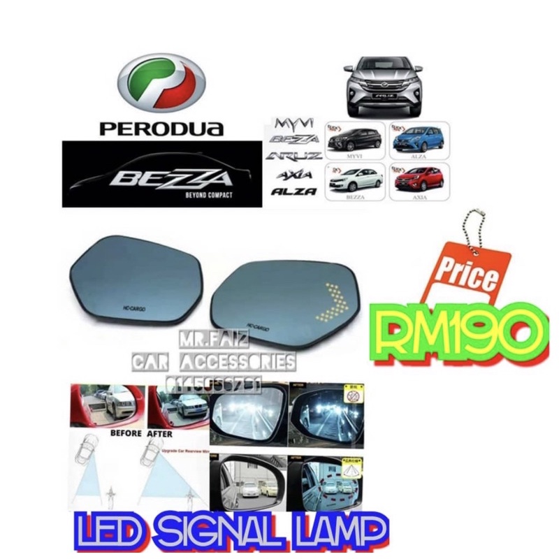 LED Winker Mirror For Perodua Axia Bezza Myvi Lagi best Lens Blue ...