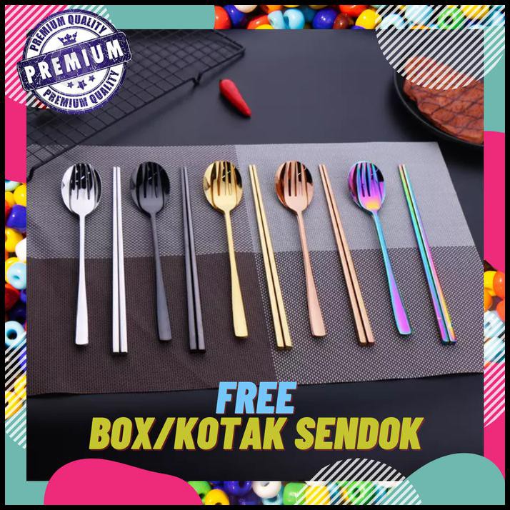 Cutlery Set 7 Colors Korean Spoon Set Korean Sujeo Cutlery Set - Black ...