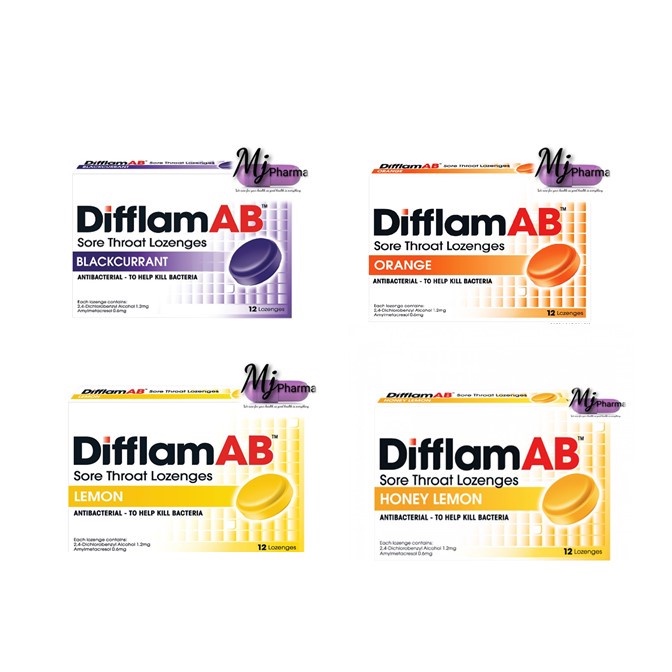 Difflam AB Sore Throat Lozenges Orange/ Lemon/ Blackcurrant/ Honey ...