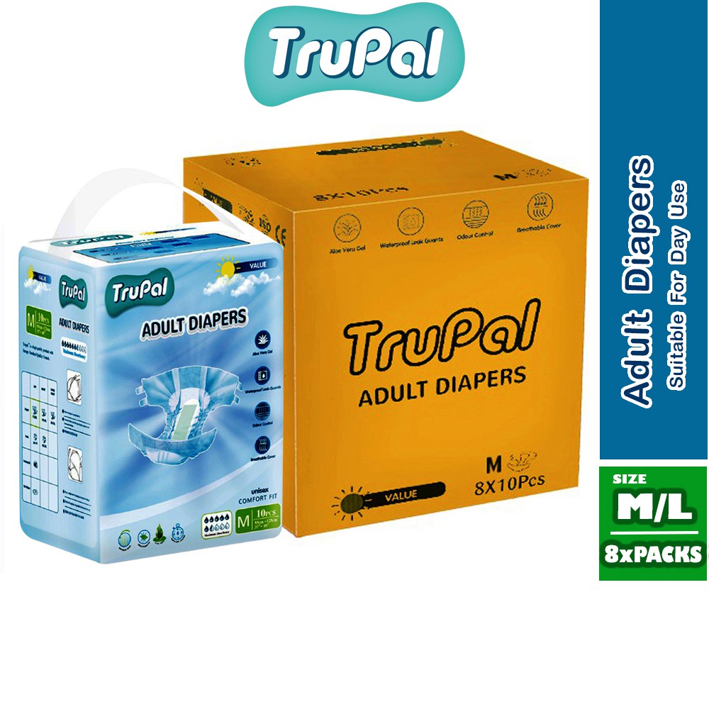 Trupal Adult Diaper Value Series Suitable for Day Use 8x Packs ( Size ...