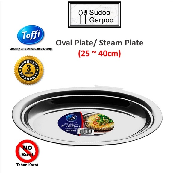 Toffi Pinggan Bujur Besi Keluli Tahan Karat Stainless Steel Oval Plate ...