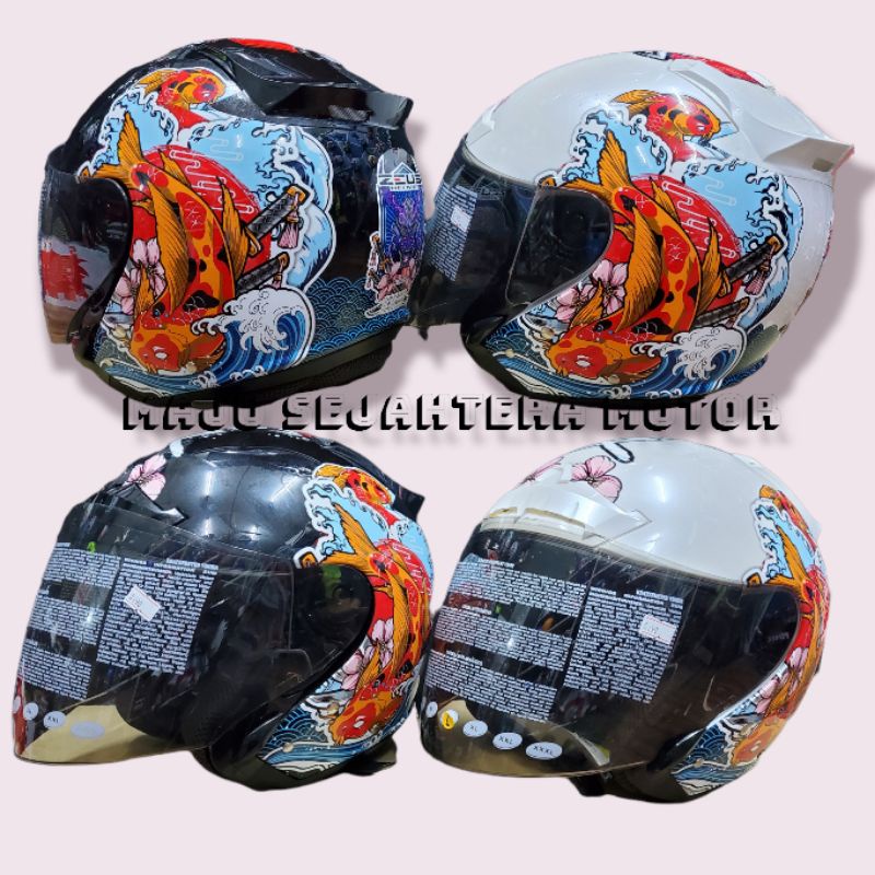 helmet zeus ikan koi hitam dan putih | Shopee Malaysia