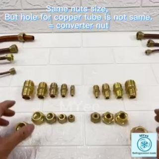 (all in 1) 2pcs copper flare nut + connector & converter joint nut ...