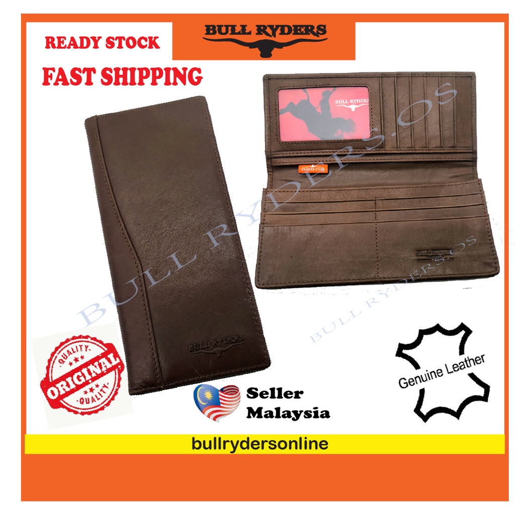 BULL RYDERS - Genuine Leather Long Wallet with one ID Card Slot ...