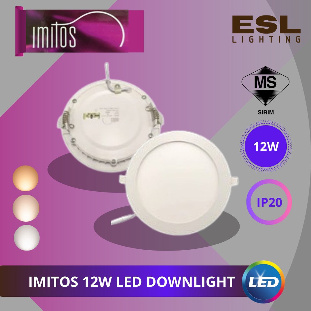 ESL LIGHTING IMITOS Downlight 12W Round LED Recessed Downlight SIRIM ...