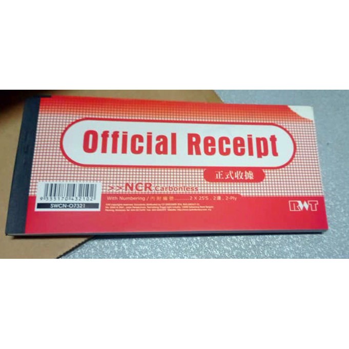 NCR Official Receipt Book Buku Resit rasmi bernombor | Shopee Malaysia