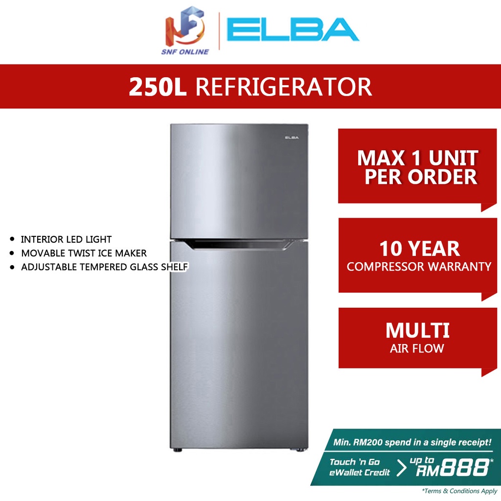 Elba Fridge Refrigerator (250 L) ER-G2521(SV) | Shopee Malaysia