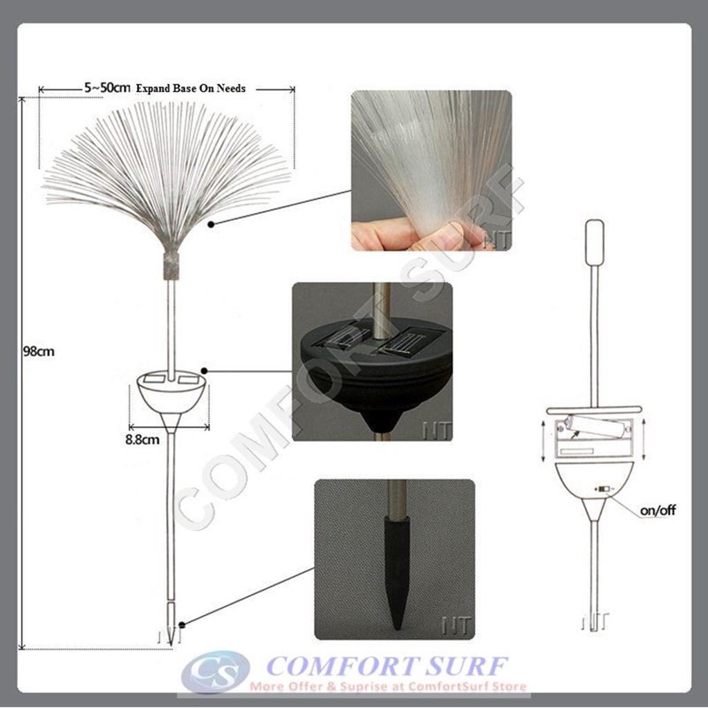 2pcs Set Solar LED Lamp 7 Colors Lampu Raya Pelita Fiber Optic Garden ...