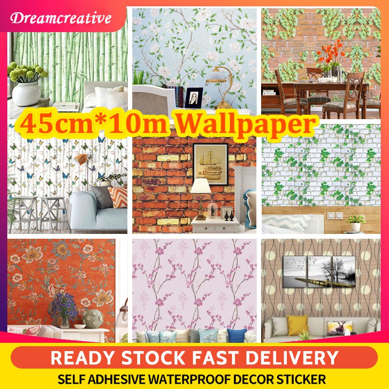 45cm*1000cm wallpaper PVC 3D Embossed Self Adhesive Wallpaper Peel and ...