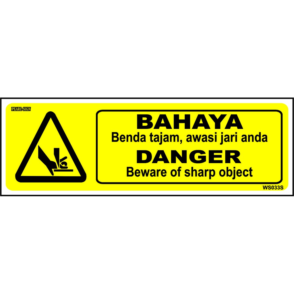 WARING SAFETY SIGN 'BEWARE OF SHARP OBJECT" 100X300MM) 3PCS/PKT ...