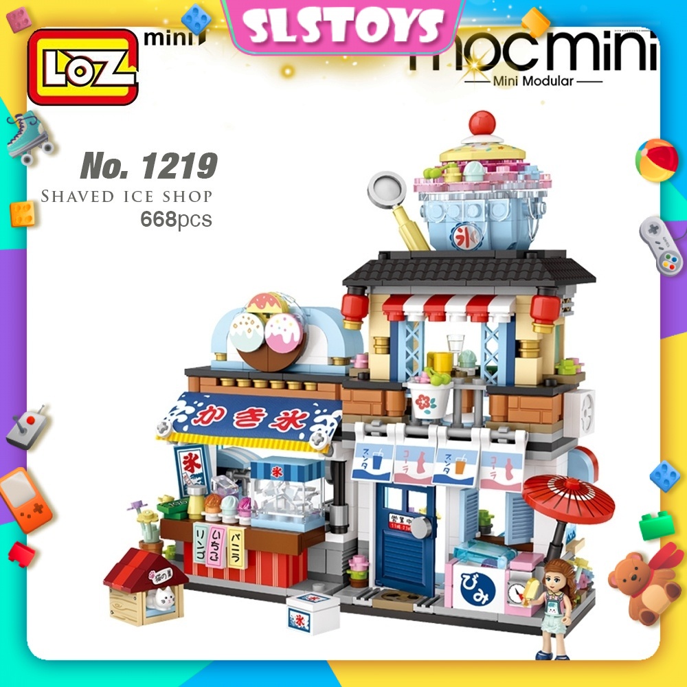 SLSTOYS LOZ 1219 Dessert Ice Cream Blending Shop Food Stall Restaurant Japanese Street View ...