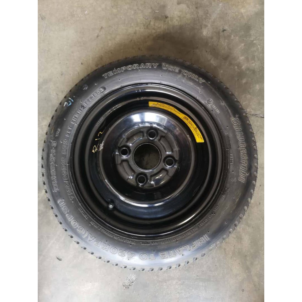 Spare Tyre 12 Inch Inci 4H PCD100 ( T105/90 D12 ) For Perodua Kelisa ...