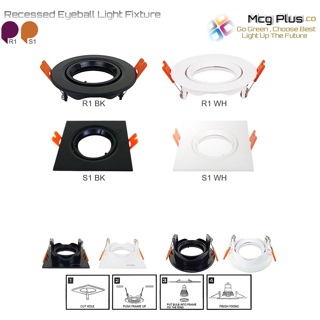 Lighting Fixtures & Eyeball Fitting Black / White Eyeball Casing ...
